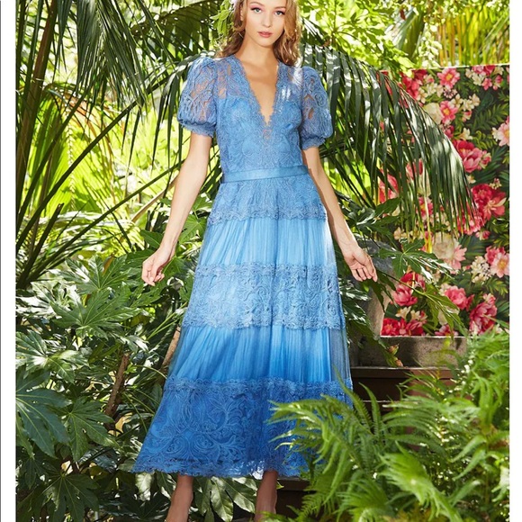 Todashi Shoji | Dresses | Todashi Shoji Blue Lace Dress | Poshmark